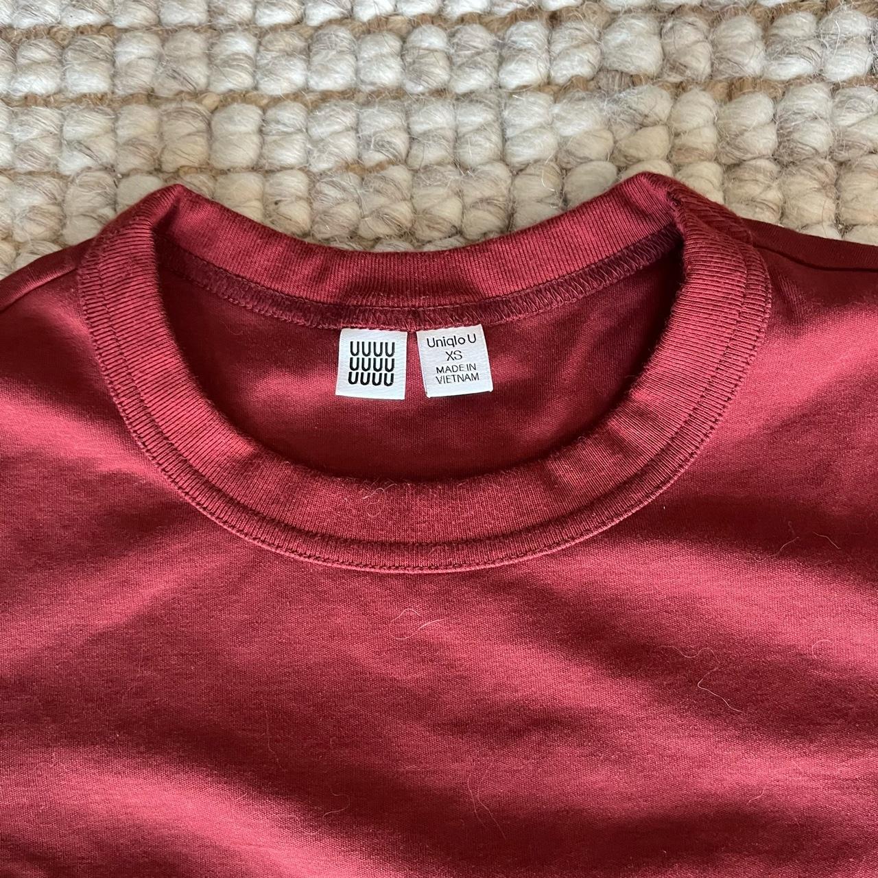 UNIQLO Women's Red and Burgundy T-shirt | Depop
