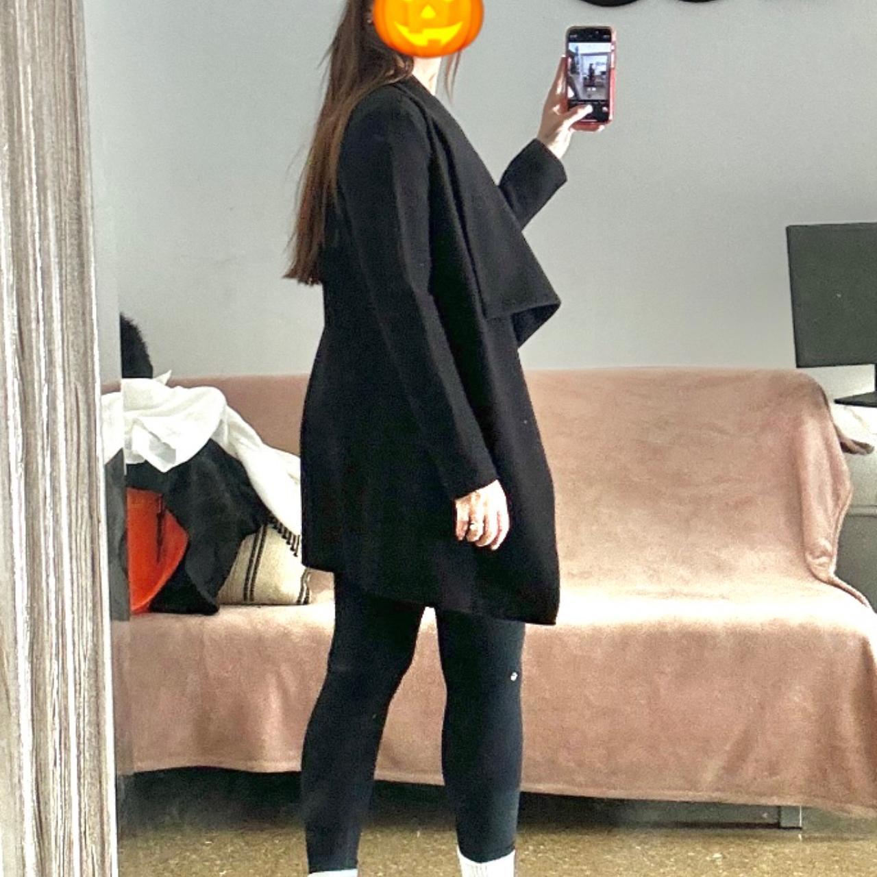 Woman’s black MAXIM coat No belt Waterfall front... - Depop