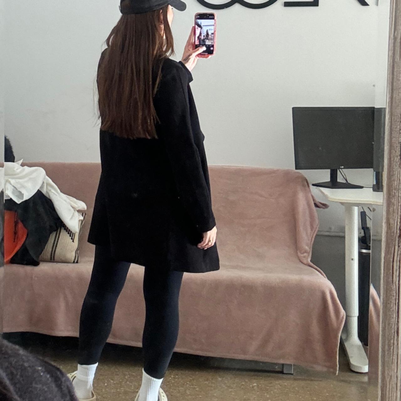 Woman’s black MAXIM coat No belt Waterfall front... - Depop