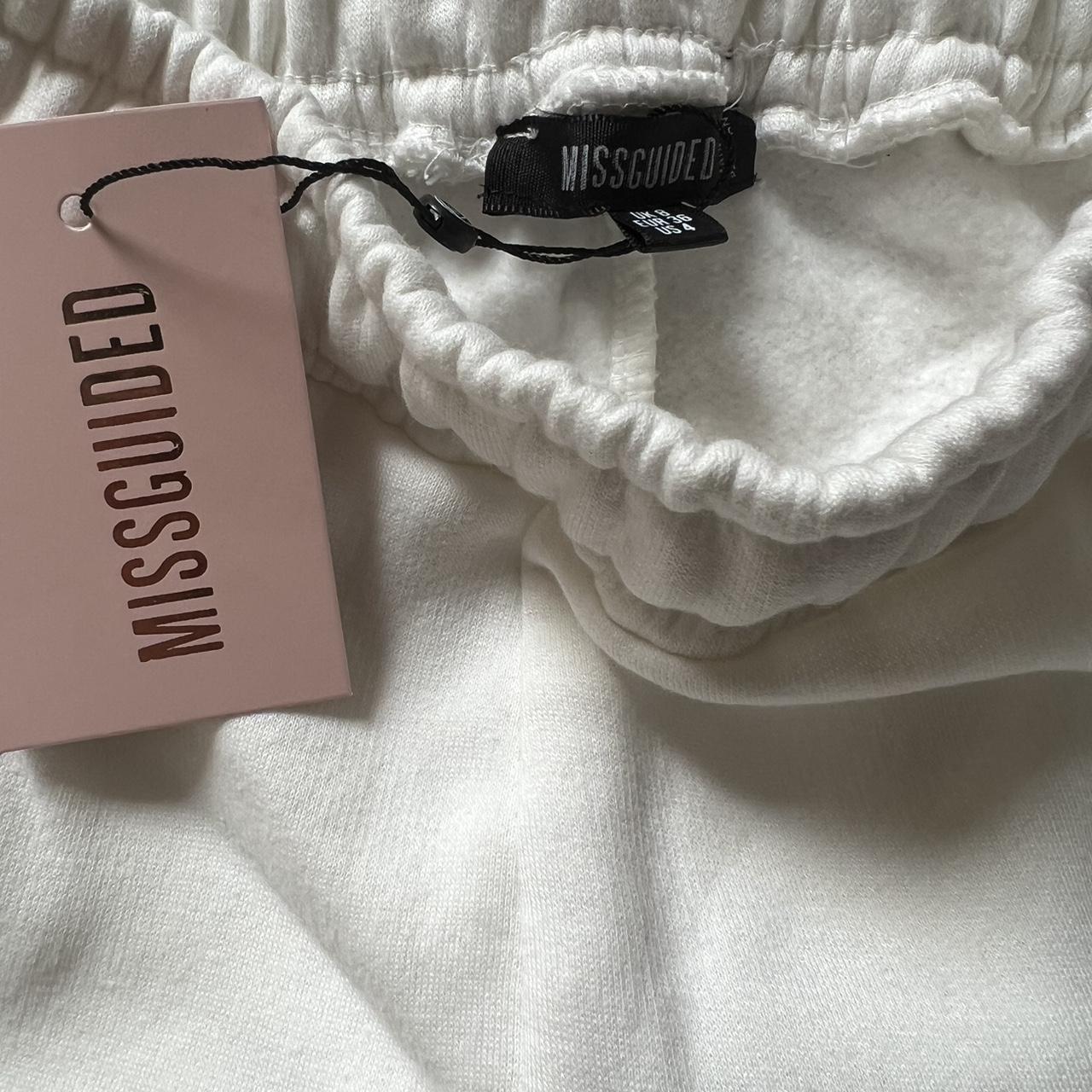 Comfy white Missguided joggers, size 8, cotton,... - Depop