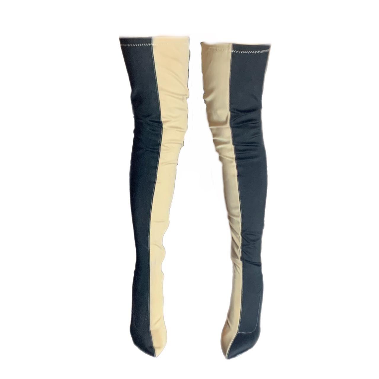 Two tone thigh high boot. Egoofficial. - Depop