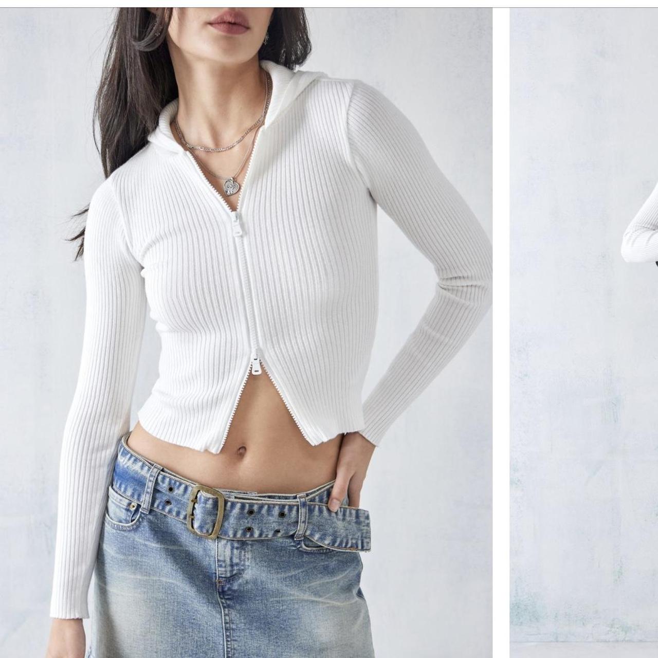 Sold out double zip white jumper/cardigan hoodie..... - Depop