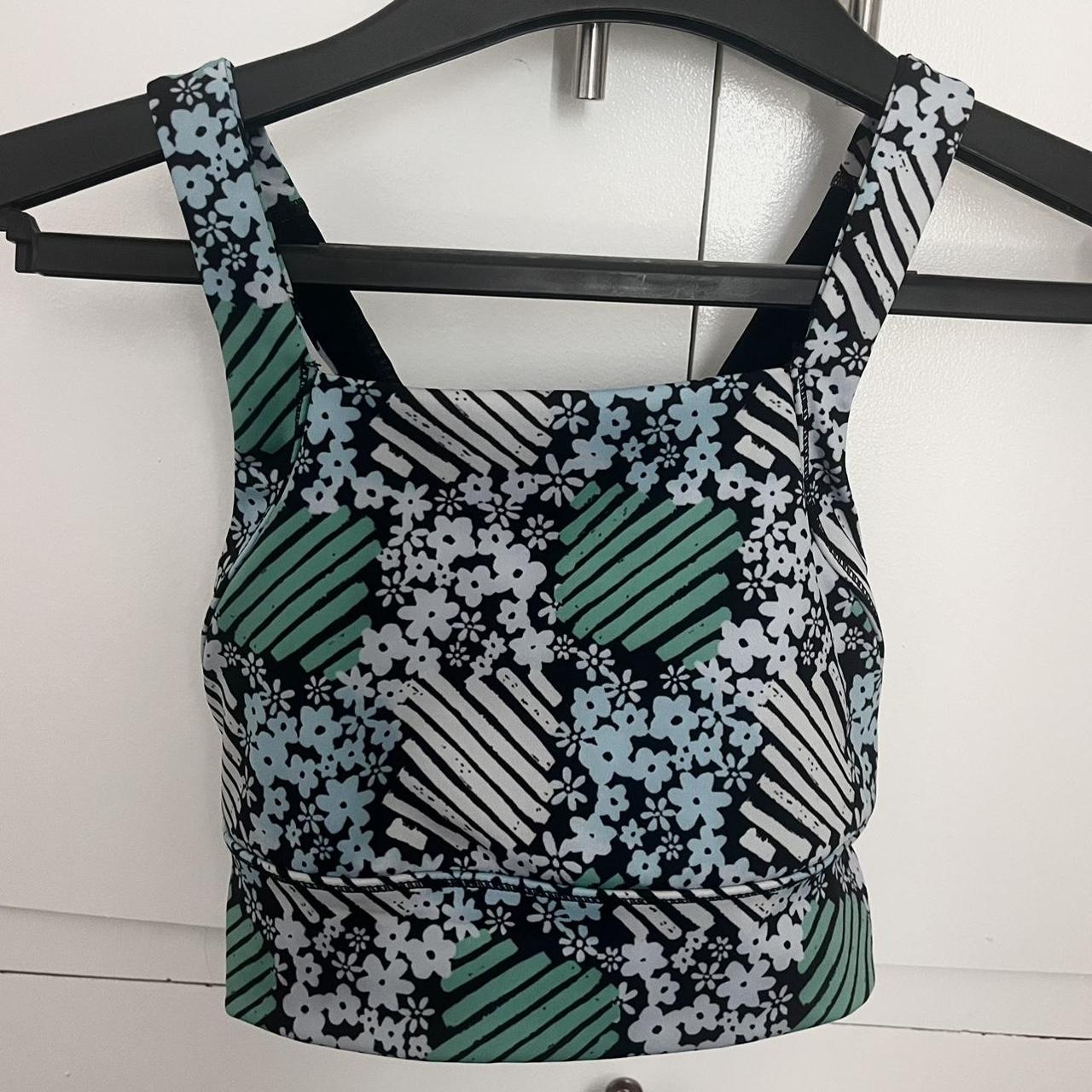 Free People Women's Blue and Green Top | Depop