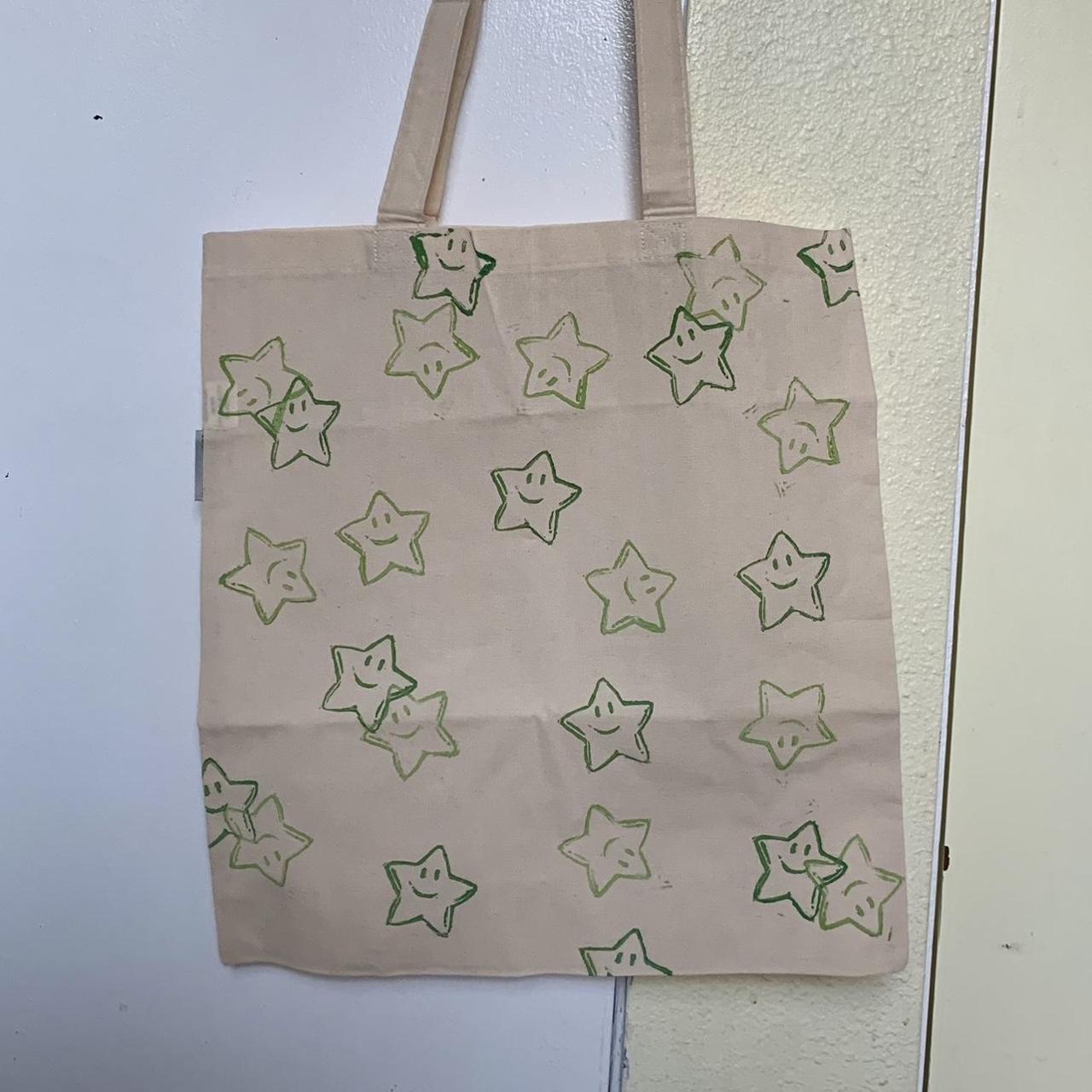 blockprint scattered star tote bag!! fun lil group... - Depop