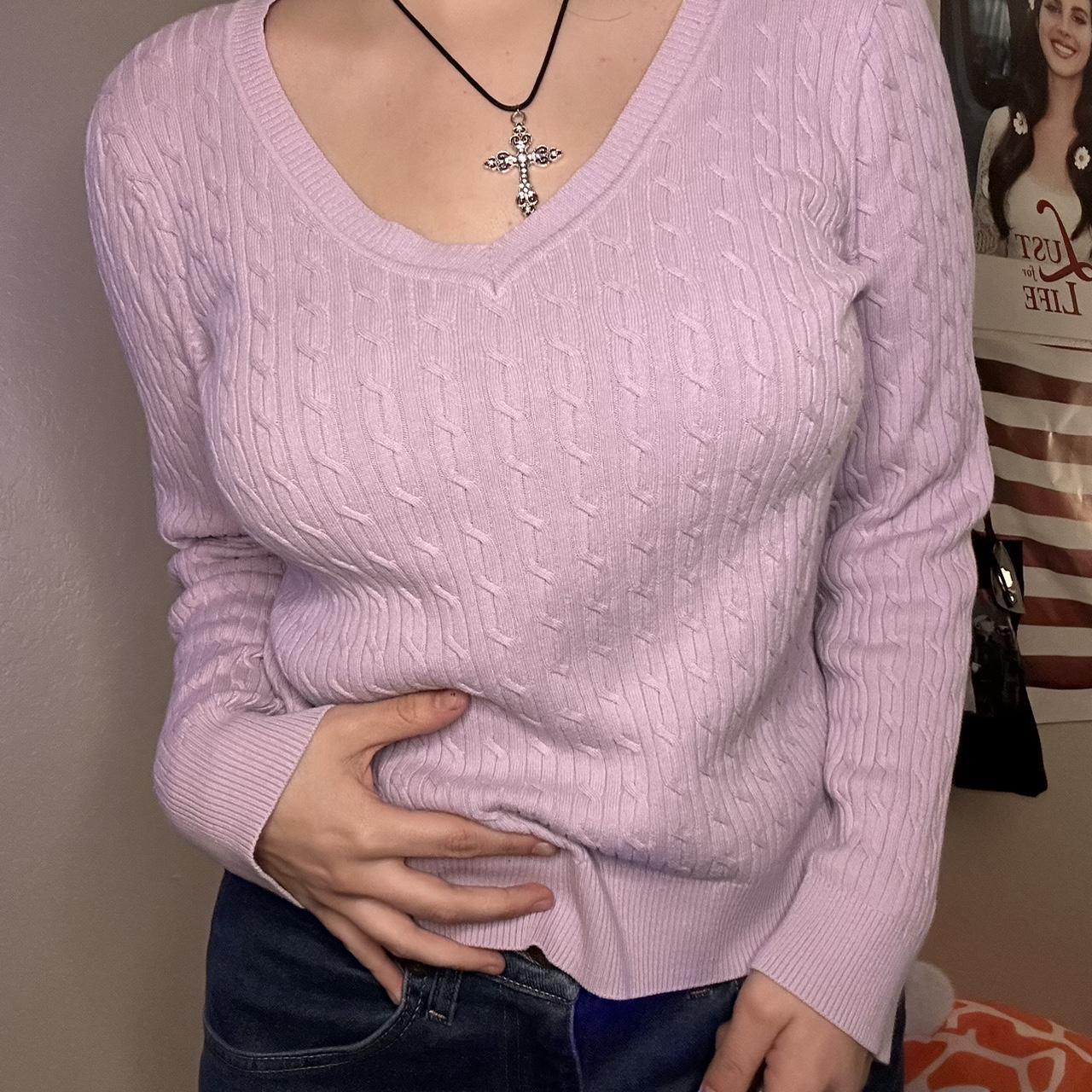 purple vintage Talbots cable knit sweaters #90s... - Depop