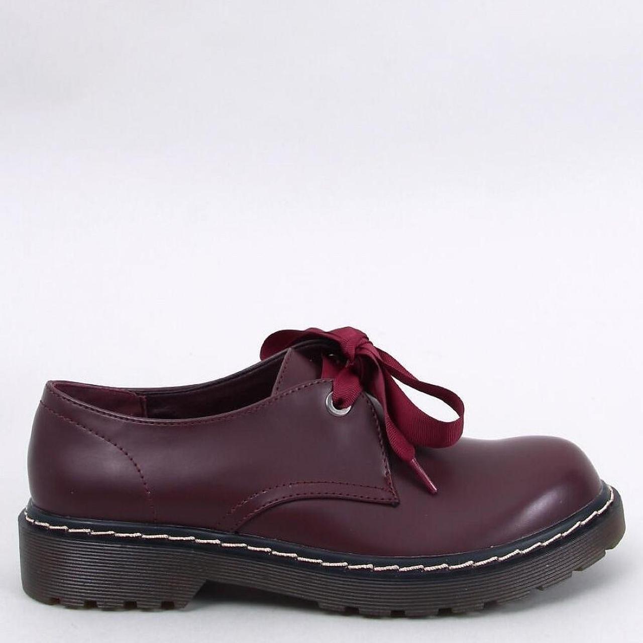 Ladies Burgandy Flat Casual Lace-up Shoes. Woman's... - Depop