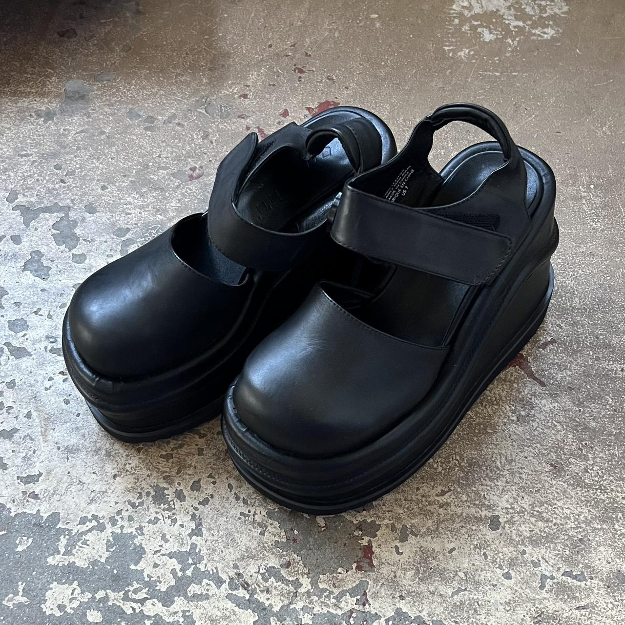 Chunky all black Wave shoes from UNIF Brand new... - Depop