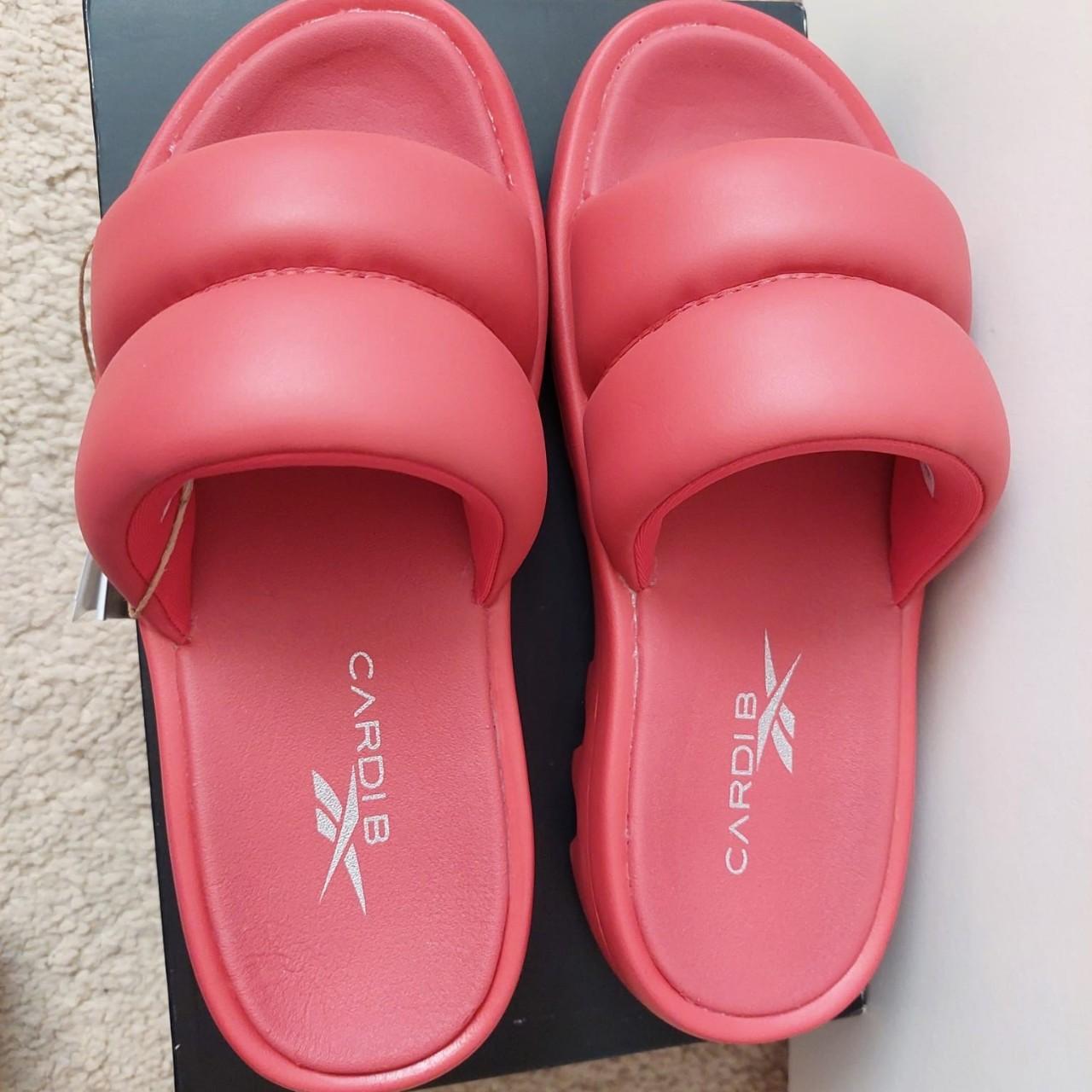 Ladies Reebok x Cardi B Slides New with box Size 3.5 - Depop