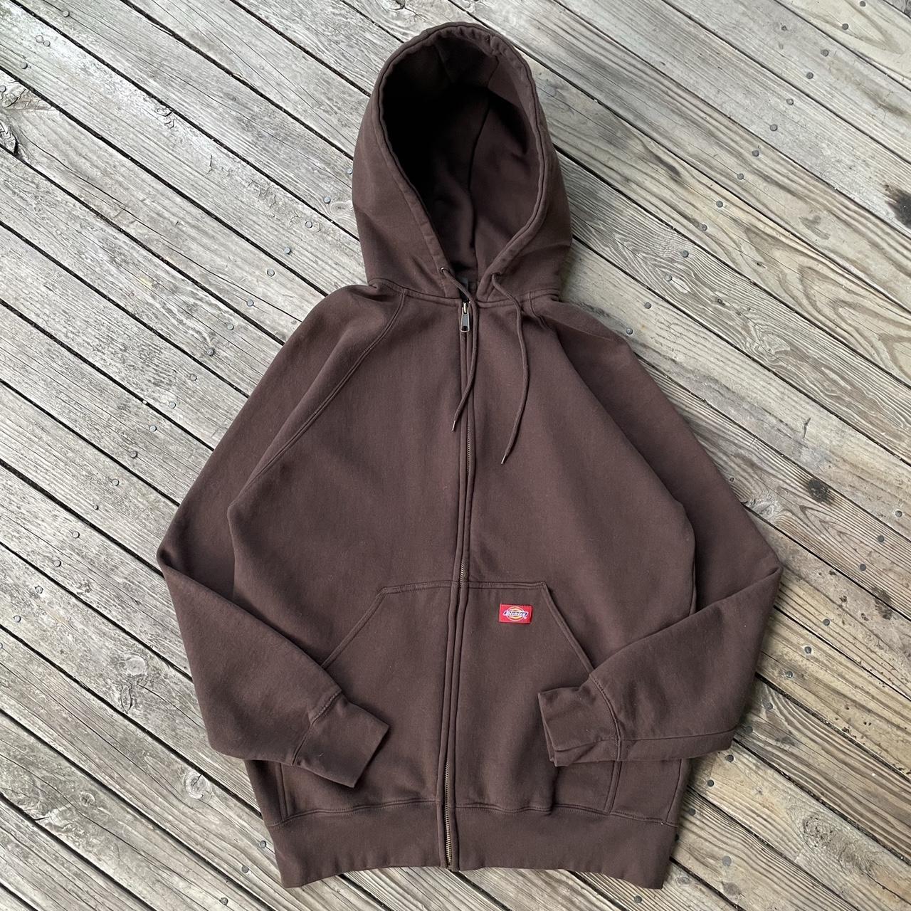Dickies Brown Work Wear Full Zip Hoodie Men Size Depop