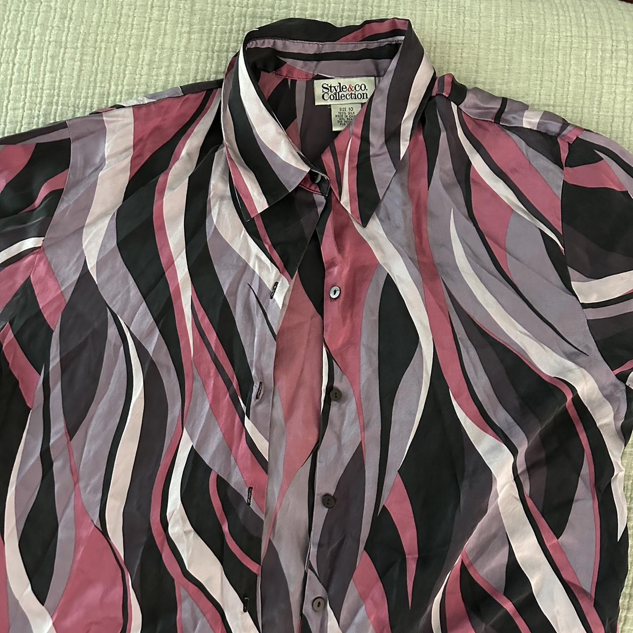 funky silk button up shirt! very 70s message me for... - Depop