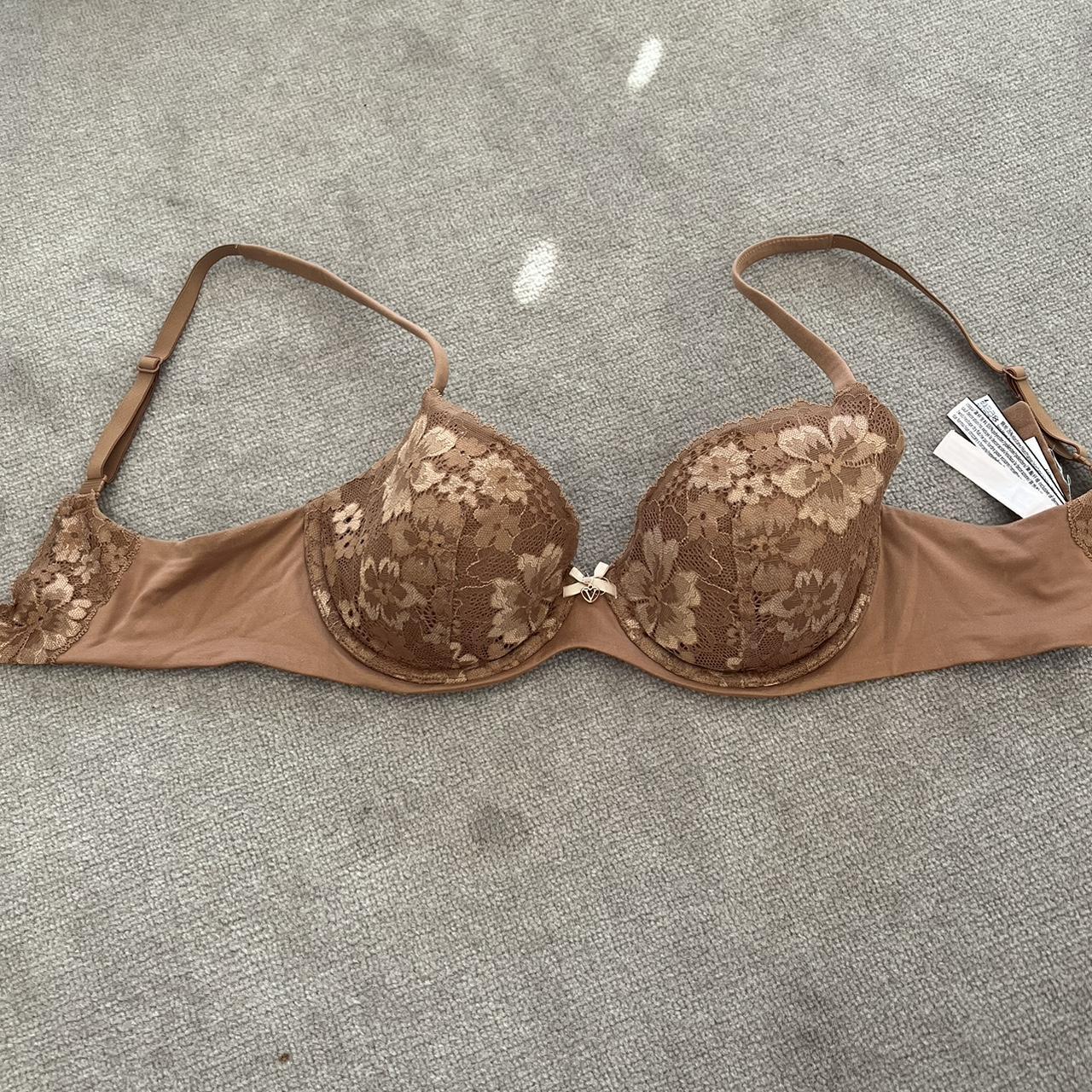 victoria’s secret bra brown floral size 32D worn a... - Depop