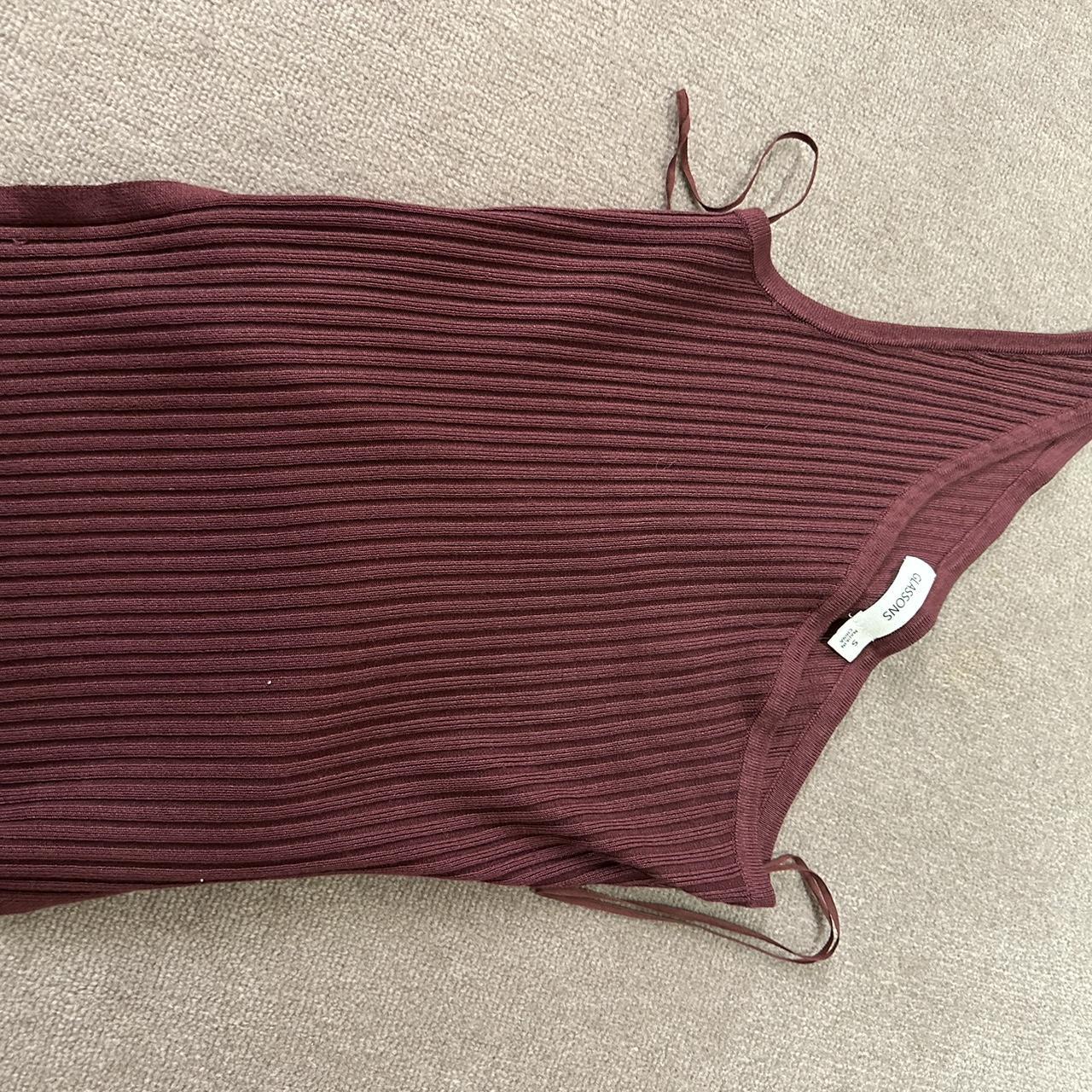 Glassons one shoulder burgandy top ribbed new with... - Depop