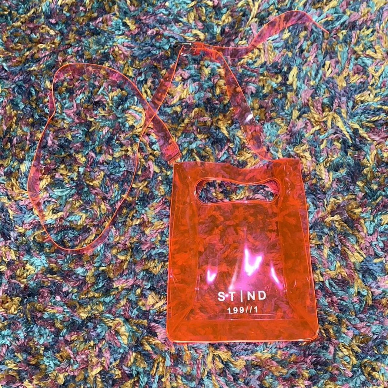 Standard fluro pink plastic shoulder bag with... - Depop