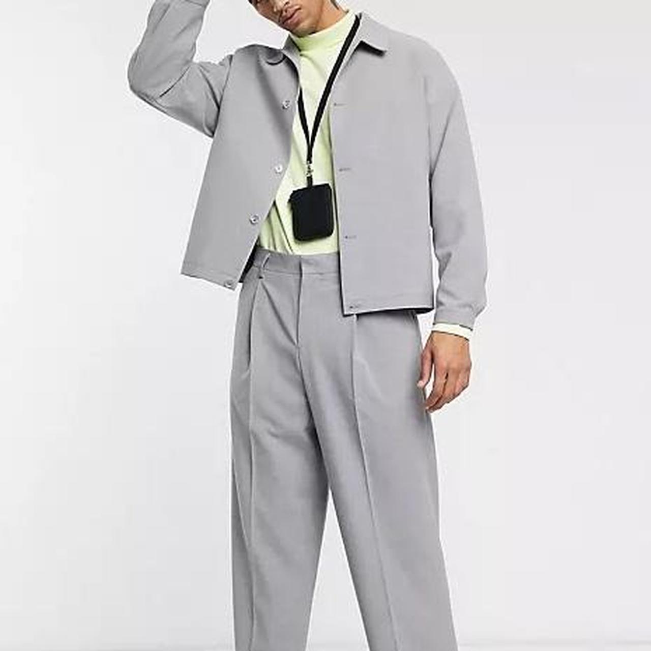 ASOS WHITE Boxy Suit Jacket/Shacket in gray **... - Depop