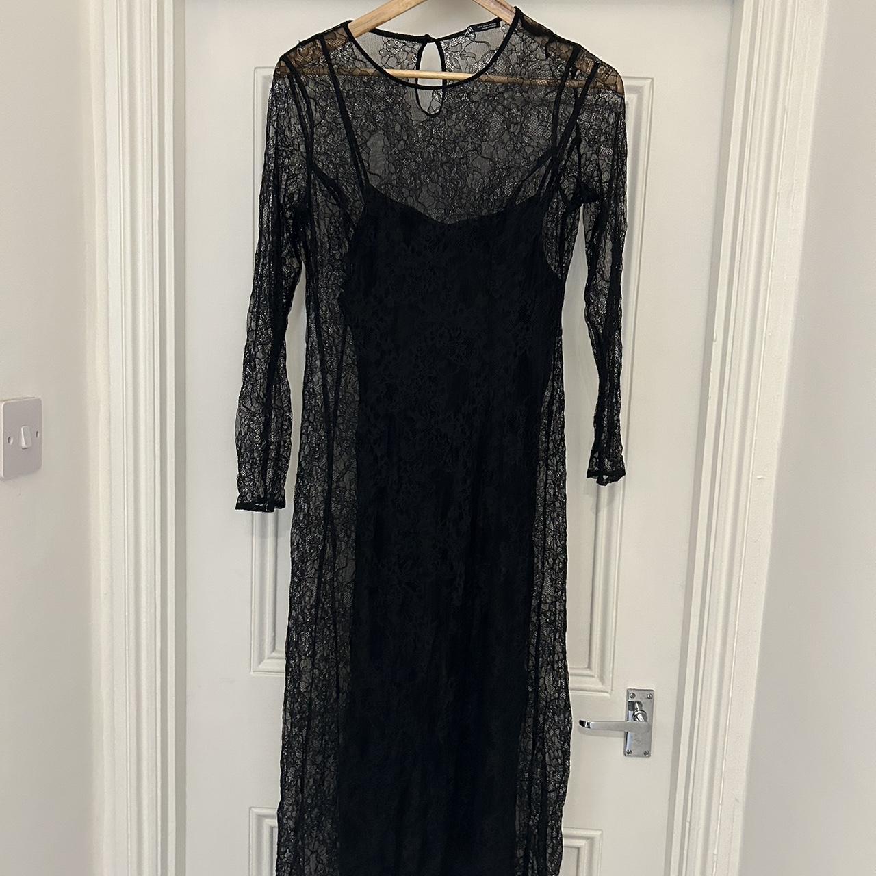 **Wednesday Inspo** Beaut Zara long lace black... - Depop