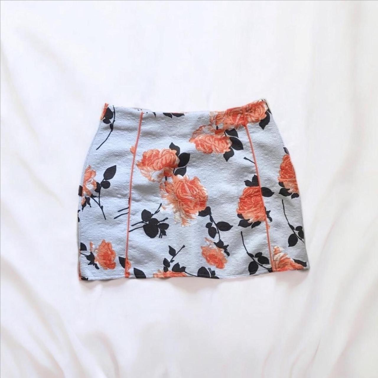 minkpink textured floral skirt light blue skirt... - Depop