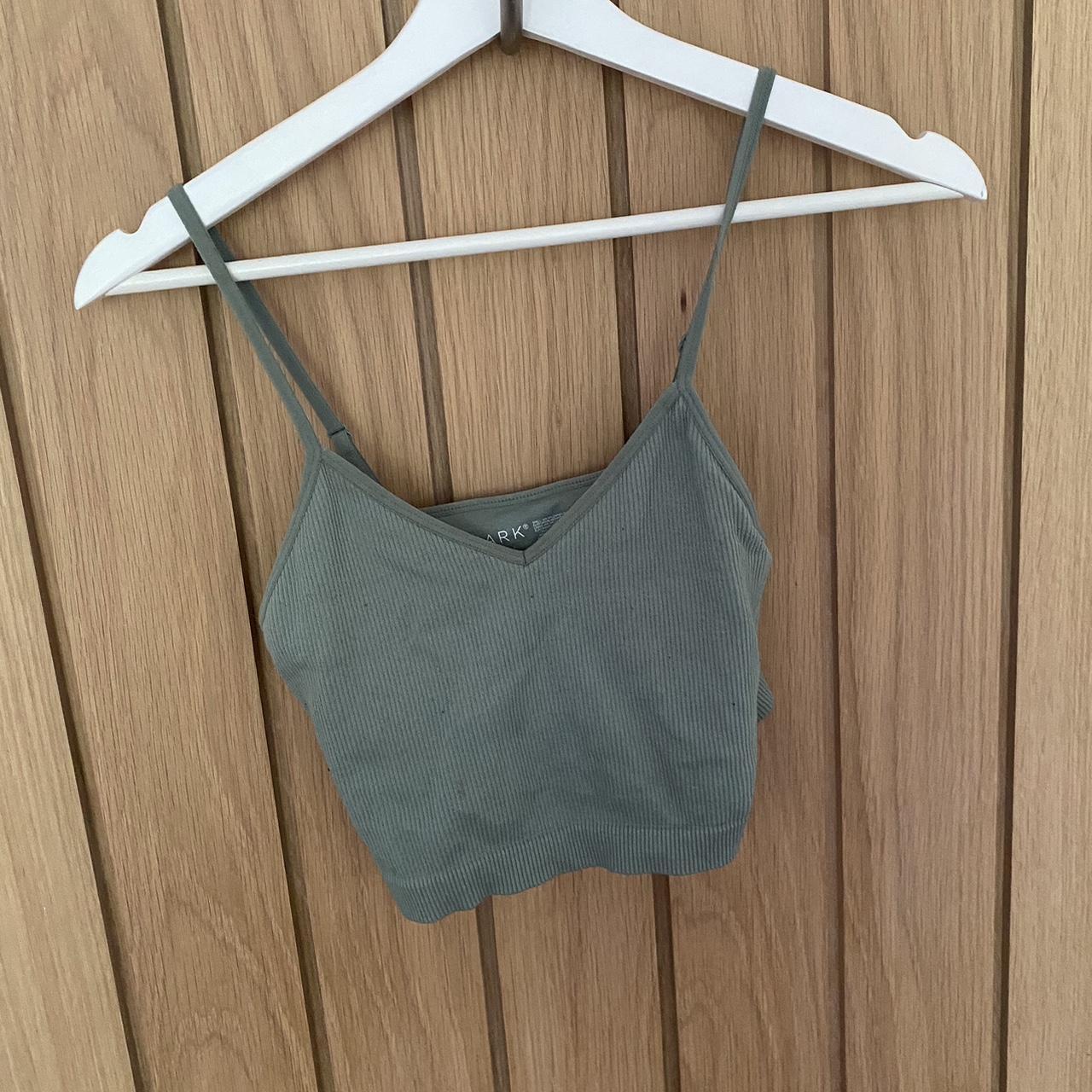 Primark khaki ribbed crop top Size XS/S - Depop