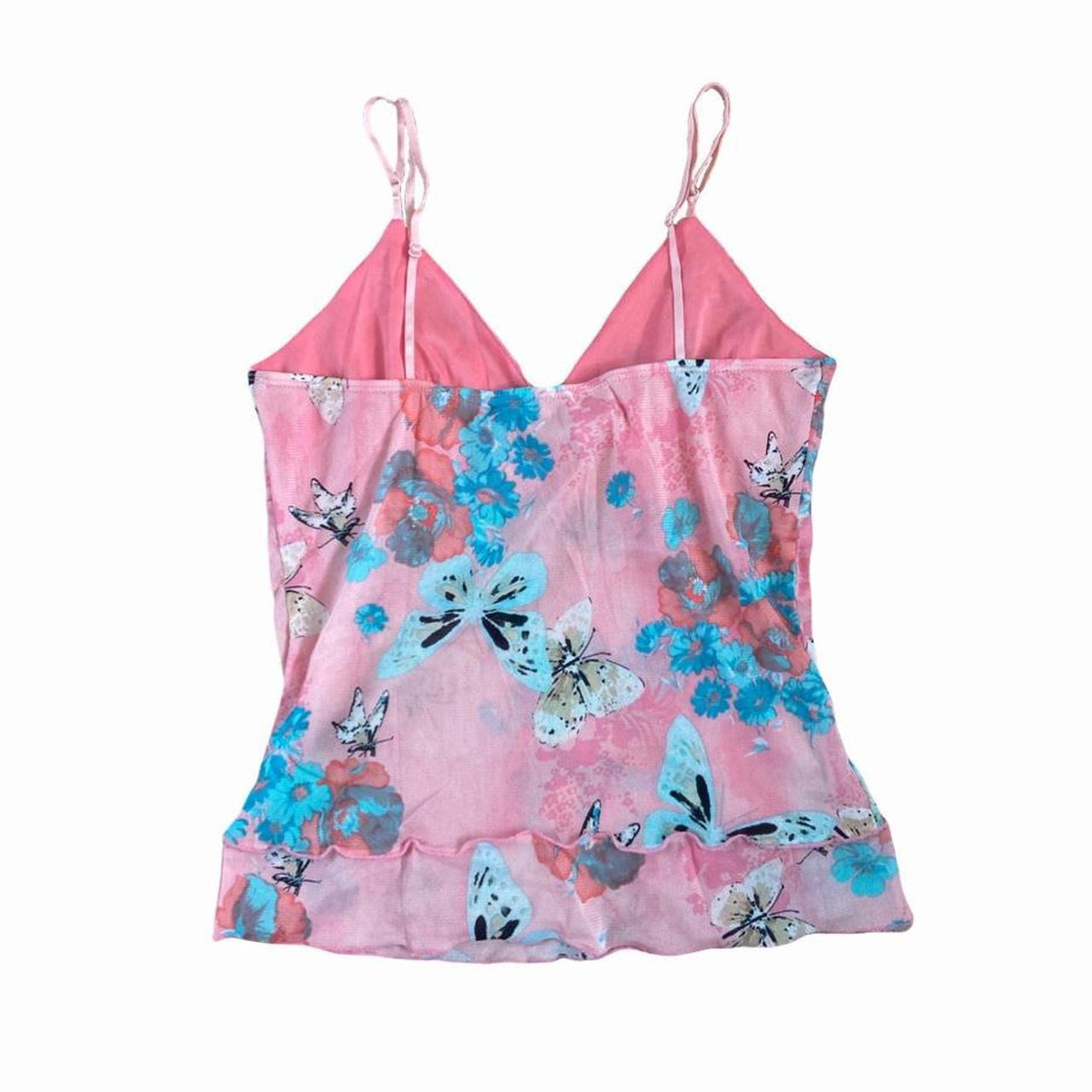 mesh top 2000s mesh butterfly tank top size L fits... - Depop