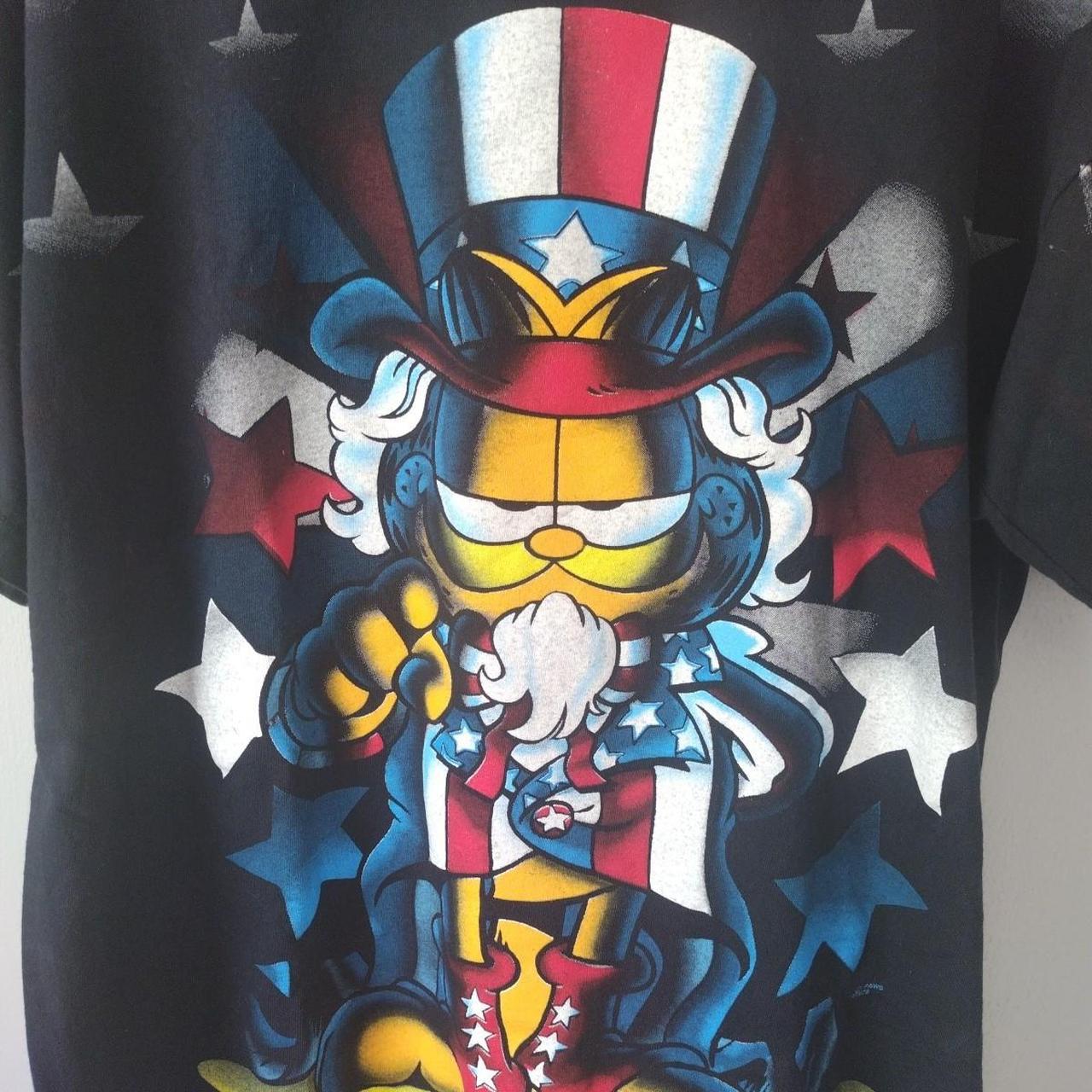 Vtg Garfield USA American Flag T Shirt XL Mens AOP... - Depop
