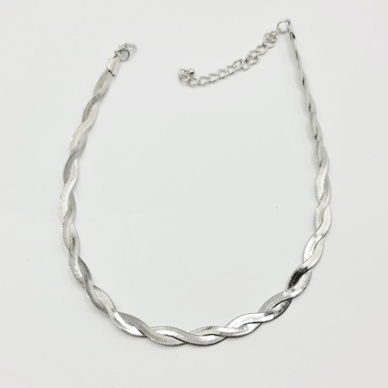 Stylish silver plait style chain necklace - chain is... - Depop