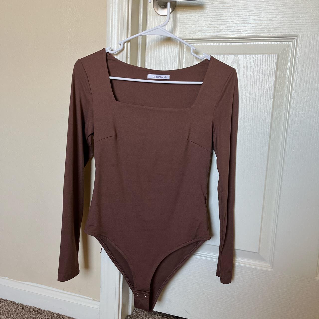 Brown Square Neck Bodysuit Worn once Open to... - Depop