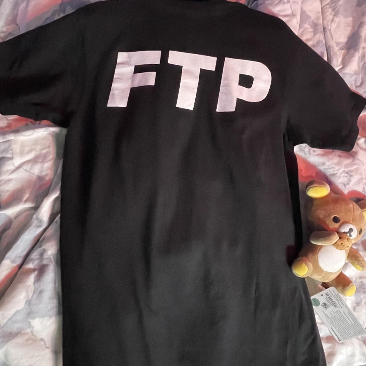 FTP Men's Black and White T-shirt | Depop