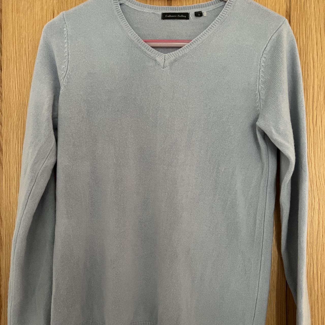 Light blue v neck sweater size small #vnecksweater... - Depop