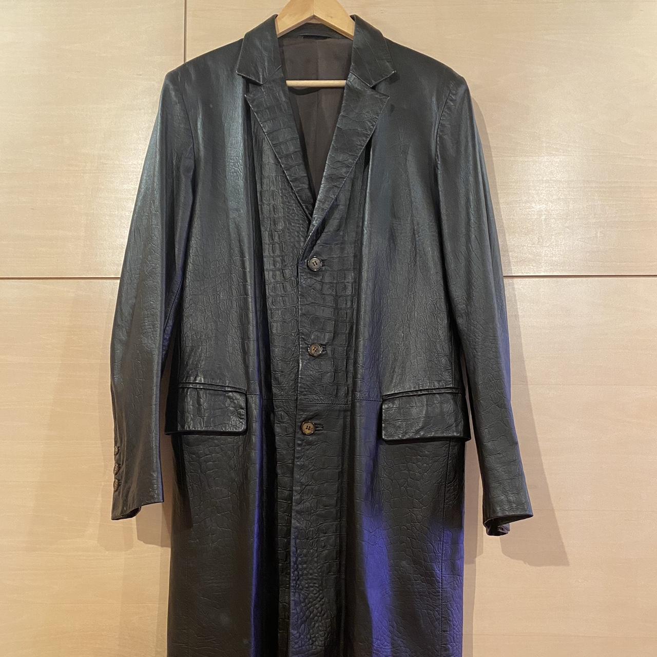 Real leather trench jacket Size 52 - Depop