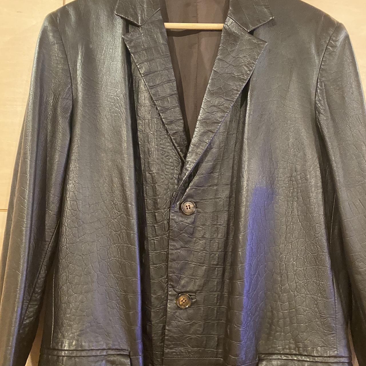 Real leather trench jacket Size 52 - Depop