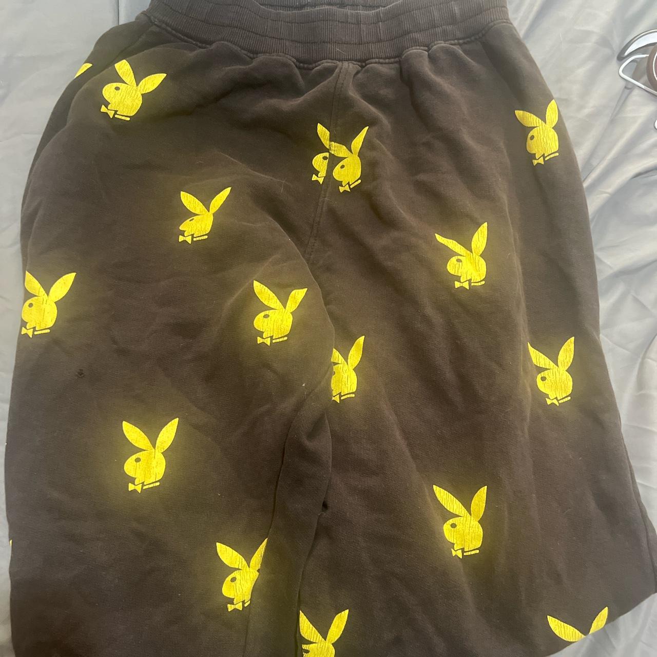 Black and yellow Playboy joggers Worn quite a bit... - Depop