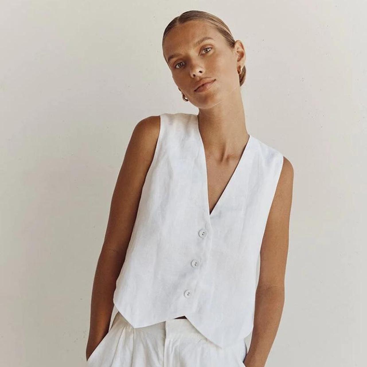 Dissh linen waistcoat size 10 - Depop