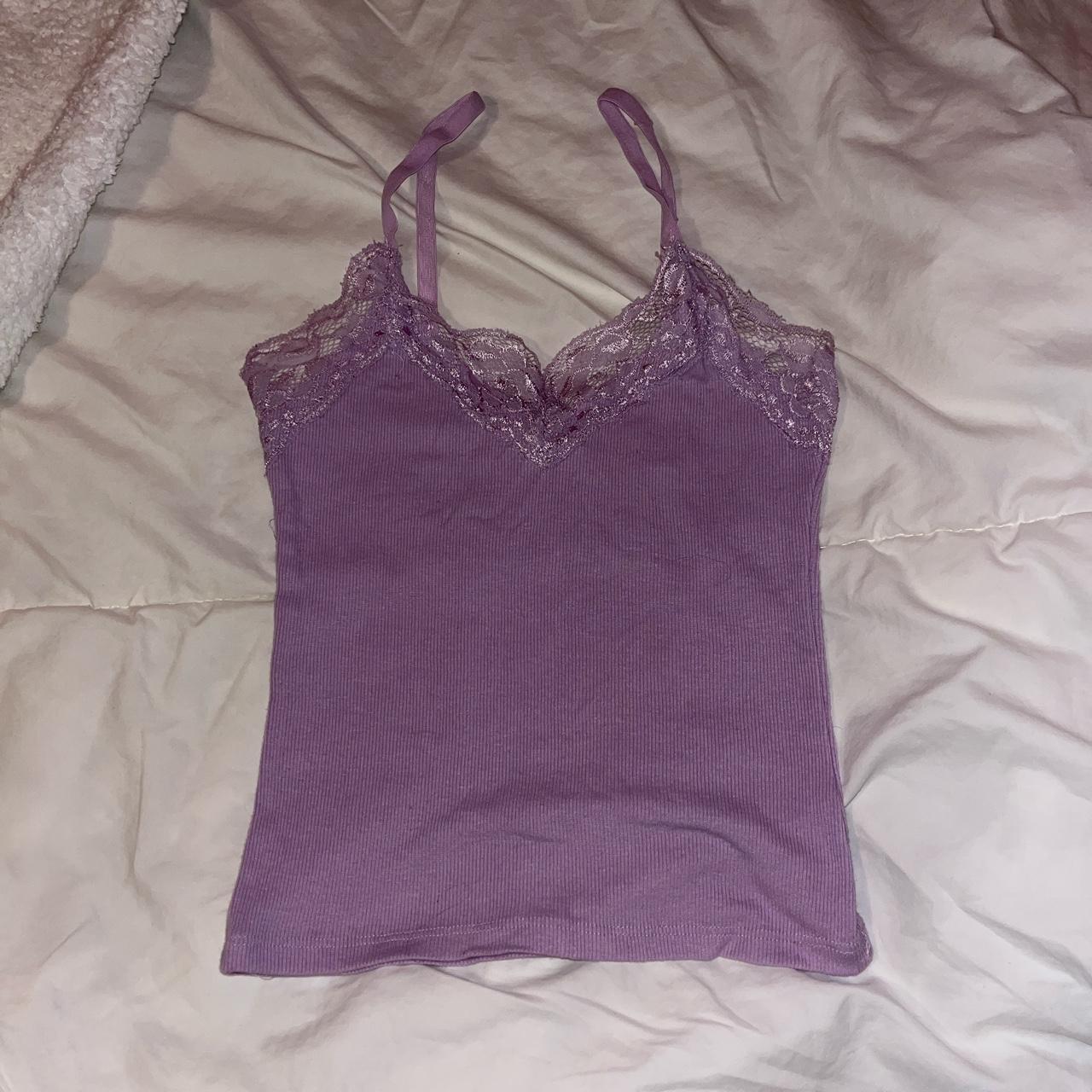cotton on purple lace tank top/cami only worn once... - Depop