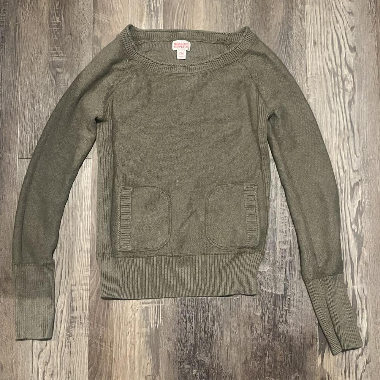 Green knit sweater love the style says m but more... - Depop