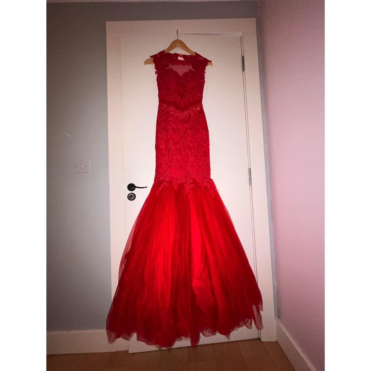 Red fishtail formal dress . Rosie closet Newry... - Depop