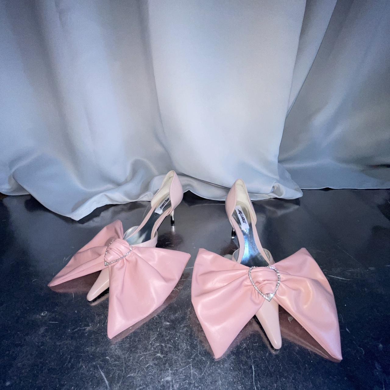 Upcycled Y2k shoes in pink leather with bow also in... - Depop