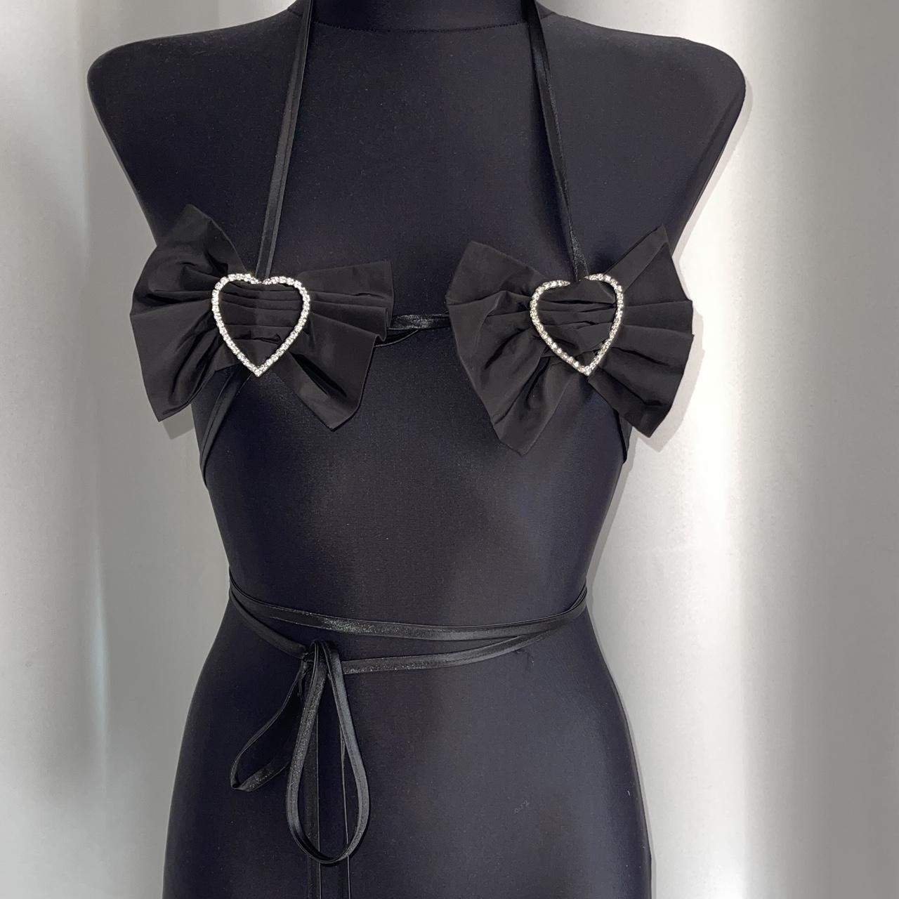 Mini bow bra made with fabrics from deadstocks Fits... - Depop