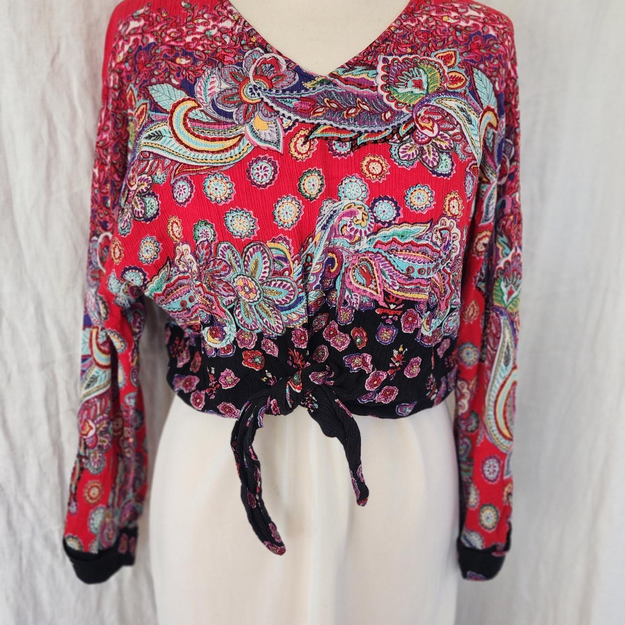 Women's Red and Black Blouse | Depop