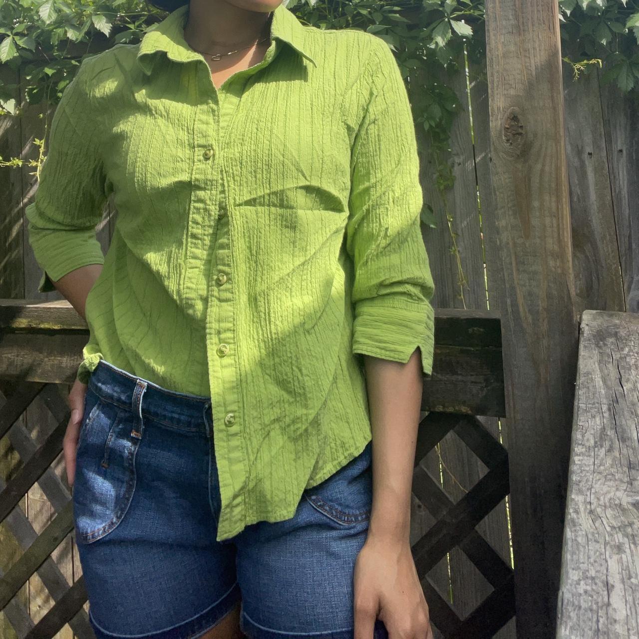 vintage green button up 🐸 - the cutest button up... - Depop