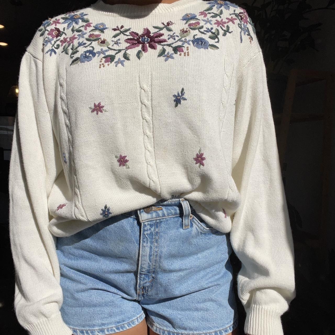 vintage embroidered sweater 💜 - the cutest grandma... - Depop