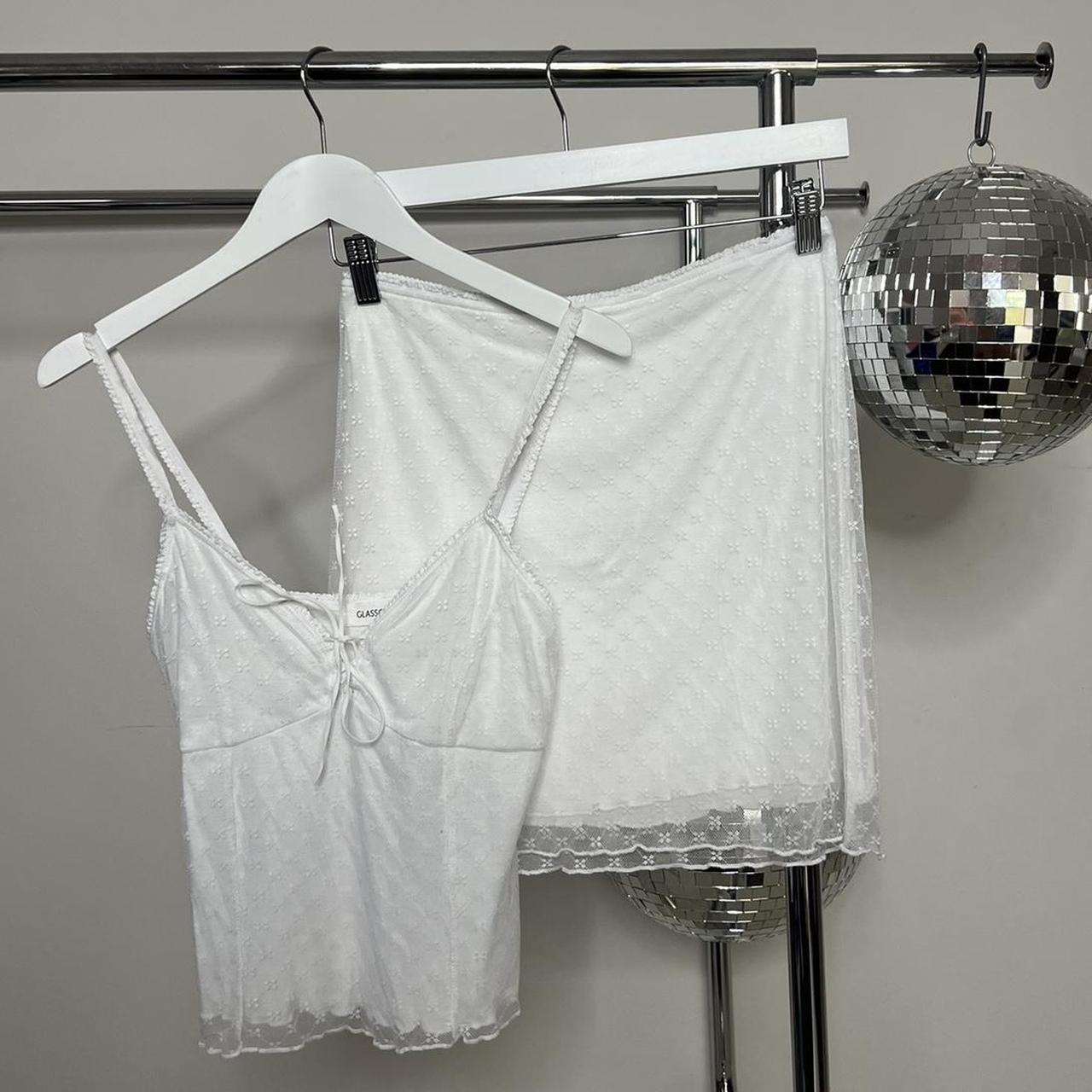 Glassons Lace Set. Description: White polka dot mesh... - Depop