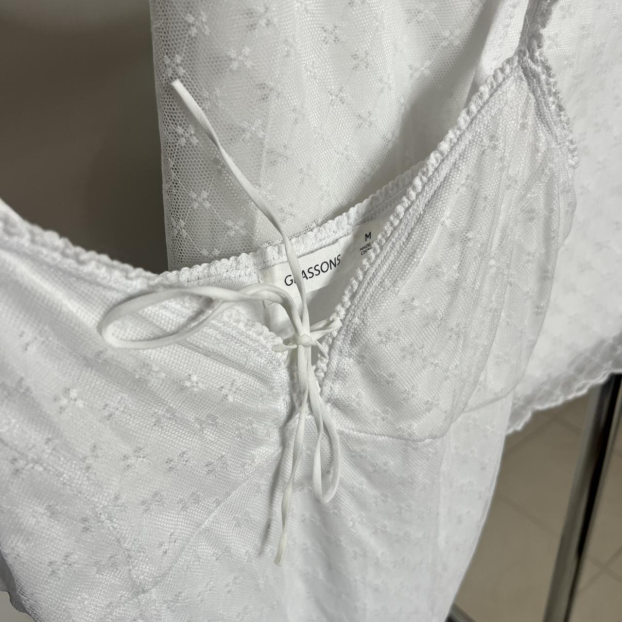Glassons Lace Set. Description: White polka dot mesh... - Depop