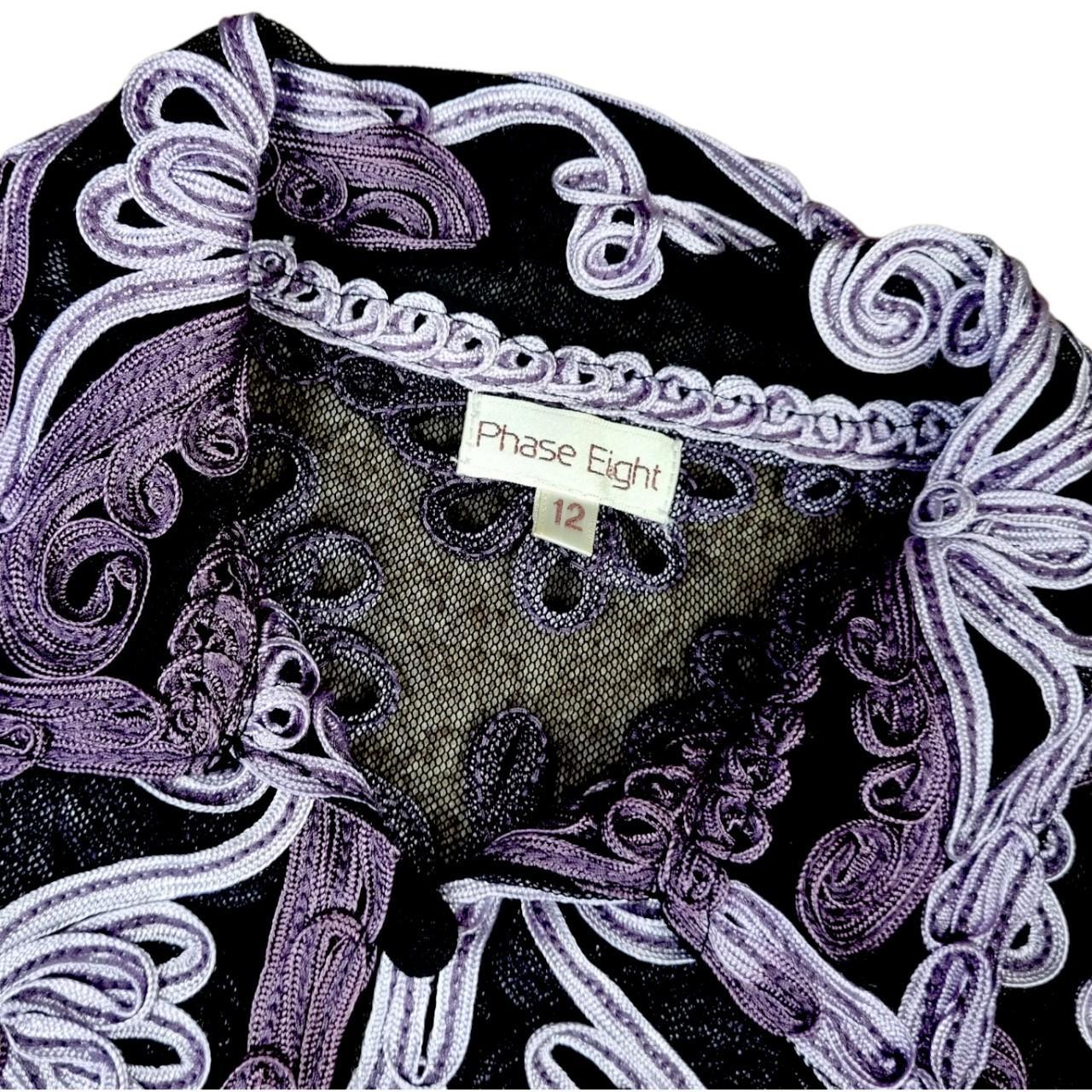 Phase Eight Women's Black and Purple Blouse | Depop