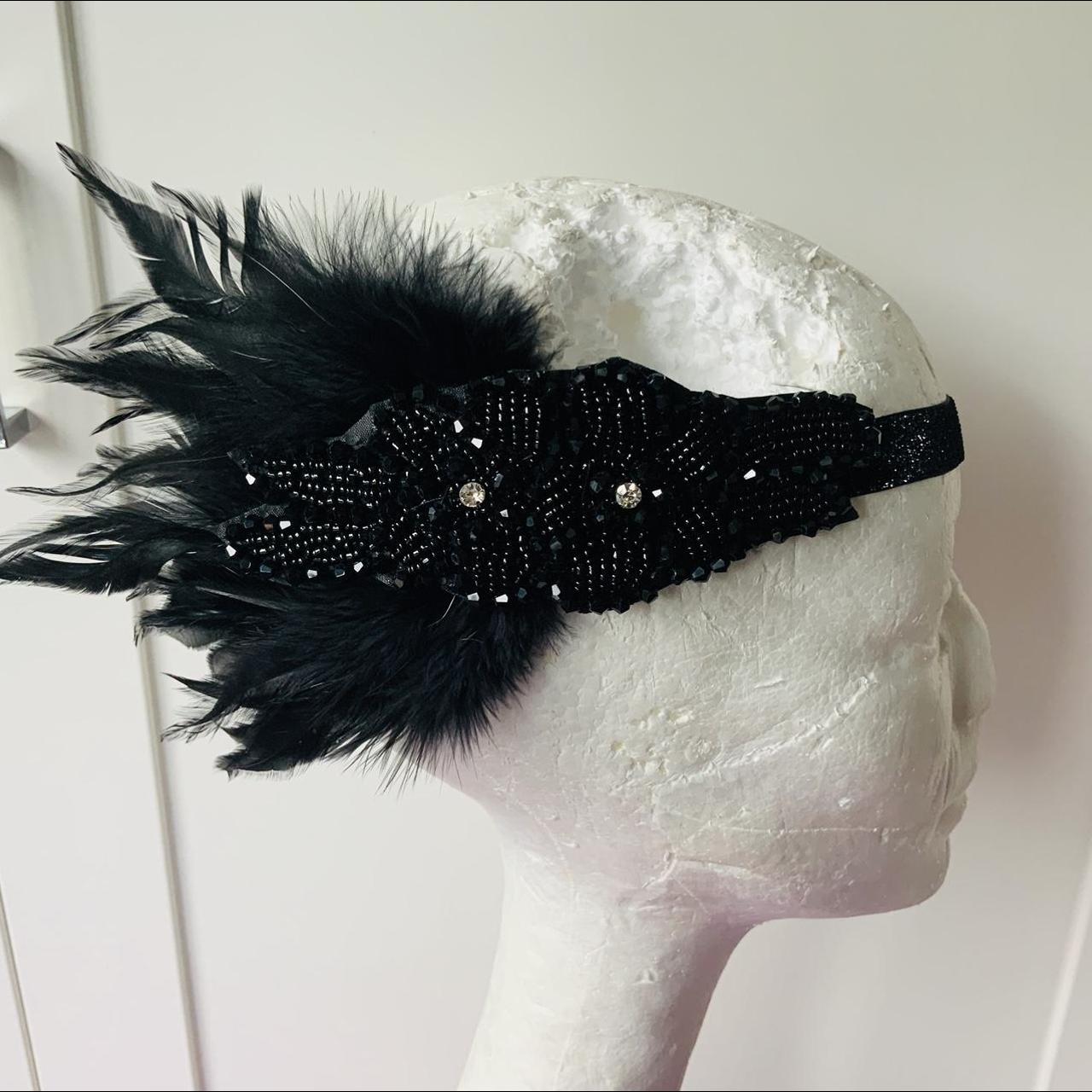 Black feather sequin headband accessories New in... - Depop