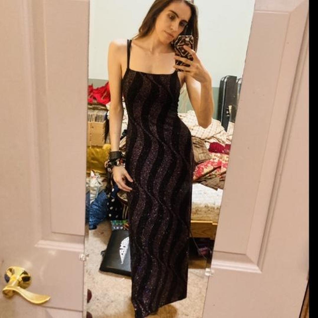 Vintage 90s Vamp Goth Glam Black Rainbow Sparkle... - Depop