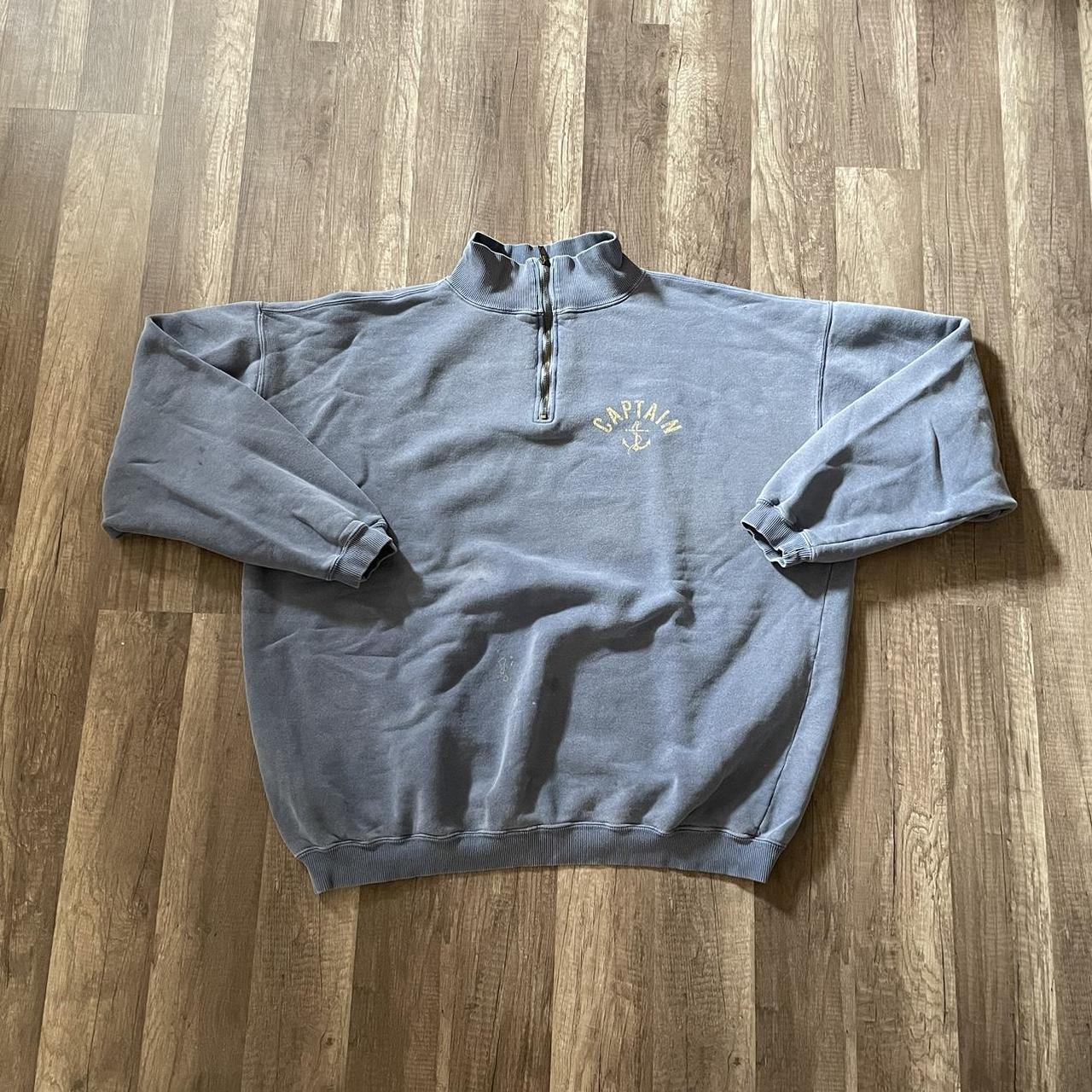 Light Blue Quarter zip collared sweatshirt baggy... - Depop