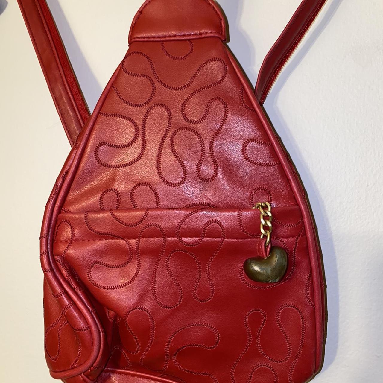 VINTAGE RED LEATHER BACKPACK - ♥️ this bag is very... - Depop