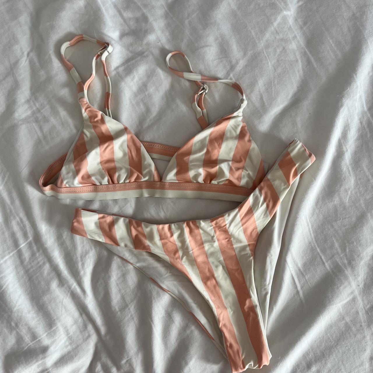 VDM the label stripped bikini set cute vintage look... - Depop