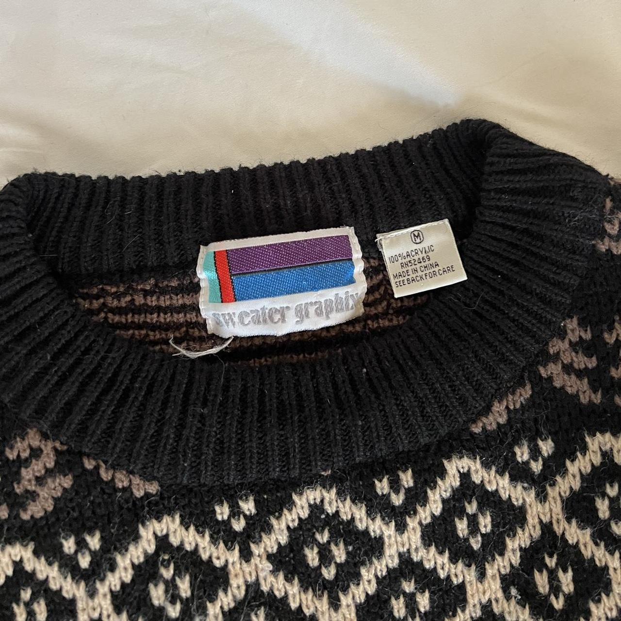 Sweater Graphix red/cream/black patterned sweater... - Depop