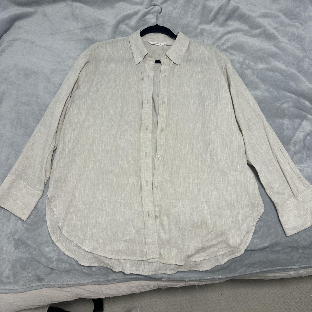 Glassons Linen Blend Shirt Size 10 Beige sand... - Depop