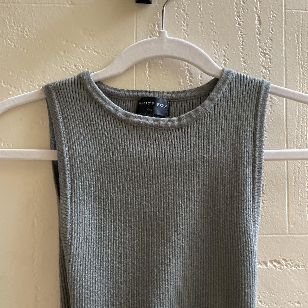 White fox boutique sage green dress Ribbed, knitted... - Depop